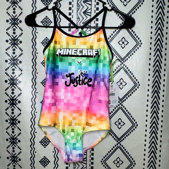 Justice | Swim | Nwt Minecraft X Justice One Piece Swim Suit Girls M ...
